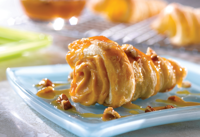 Praline-Pumpkin Mousse Cornucopias - Puff Pastry